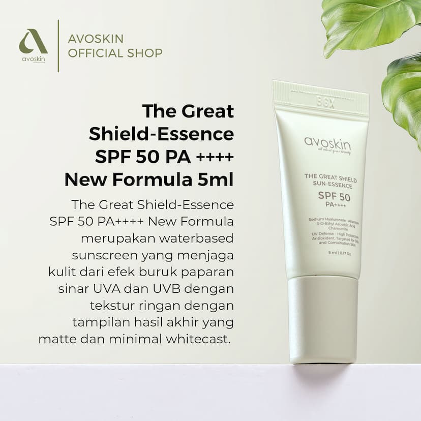Sunscreen Avoskin The Great Shield SPF 50 PA++++ 5ml-Kulit Berminyak ...