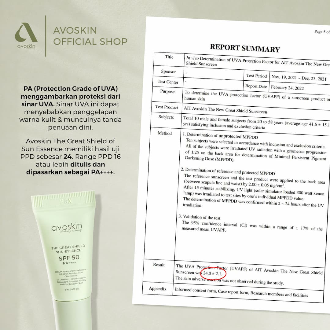 Sunscreen Avoskin The Great Shield SPF 50 PA++++ 5ml-Kulit Berminyak ...